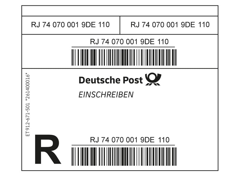Einschreiben Label National, 50 Stk. | Shop Deutsche Post