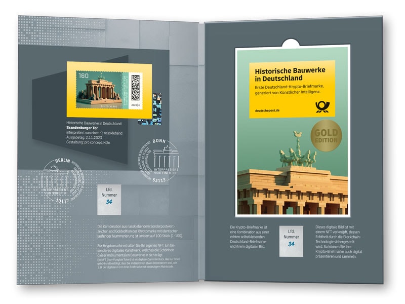Krypto-Briefmarke "Brandenburger Tor", Gold-Edition | Shop Deutsche Post