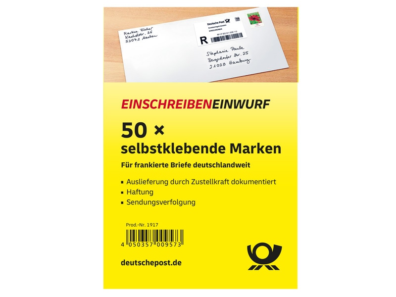 Einschreiben Einwurf, 50er-Block | Shop Deutsche Post Einschreiben Einwurf, 50er-Block | Shop Deutsche Post