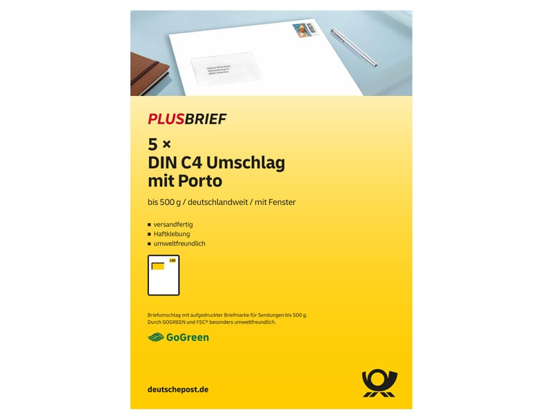 Plusbriefe, DIN C4 mit Fenster, 5er-Set | Shop Deutsche Post