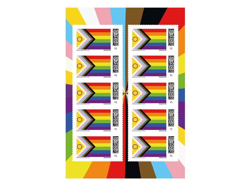 Limitierte Sonderedition #deliveredwithpride 2025 - Progressive Pride-Flagge, Briefmarke zu 0,95 ...